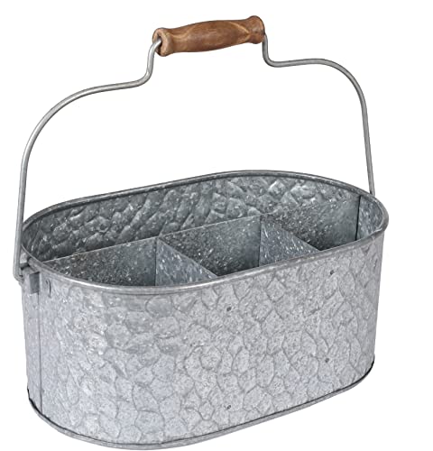 Galvanized bucket,Utensil Caddy,Tin ware décor,Utensils caddy,Picnic utensil holder caddy,Cutlery Caddy,Flatware caddy,Galvanized Utensil caddy,Galvanized Storage bins,Outdoor utensil -Natural