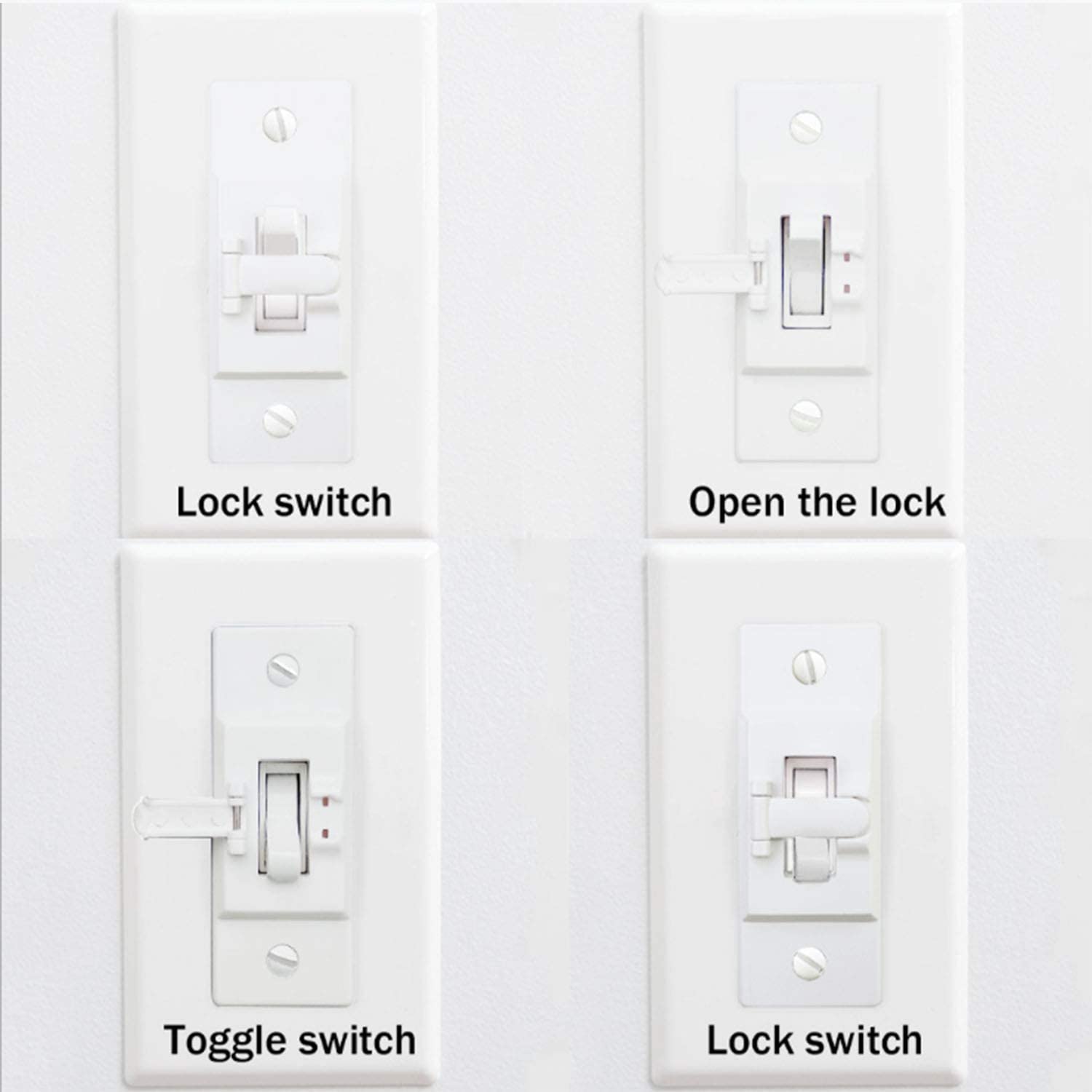 JCBIZ 2pcs Light Switch Guards Single Control Wall Plate Toggle Switch Protection Cover Children Safety Switch Lock Prevent Accidental Turn On or Off White