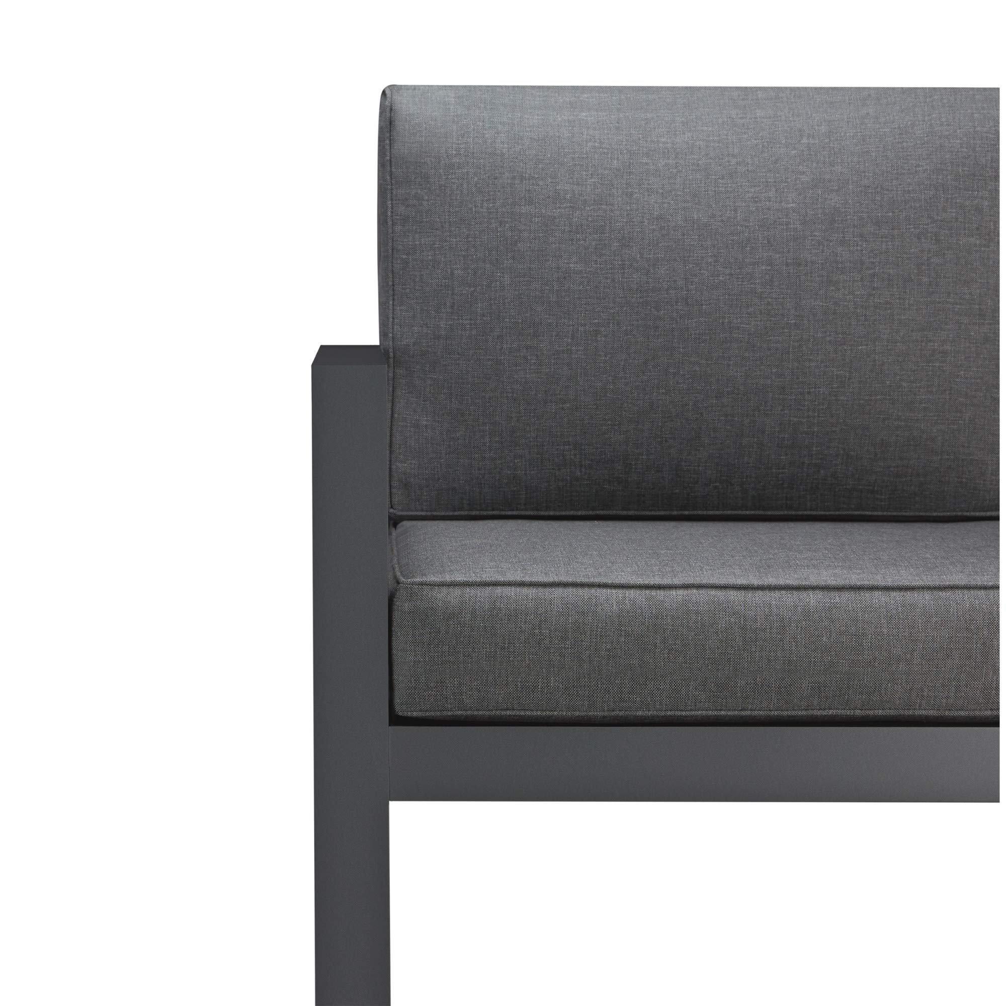 Real Flame Baltic Outdoor Sofa with Cushions - Powdered Aluminum Frame, Detachable Cushions, Grey