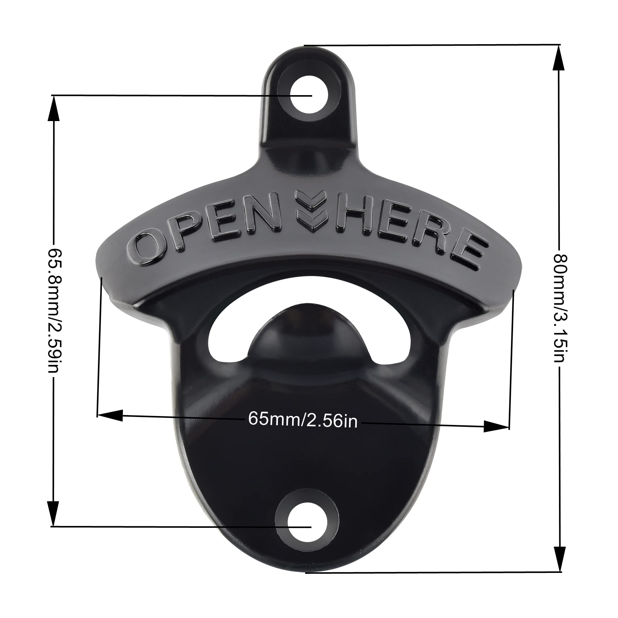 HAIICEN 5PCS Black Magnetic Beer Bottle Opener Wall Mounted Bottle Cap Opener with Magnets Embedded