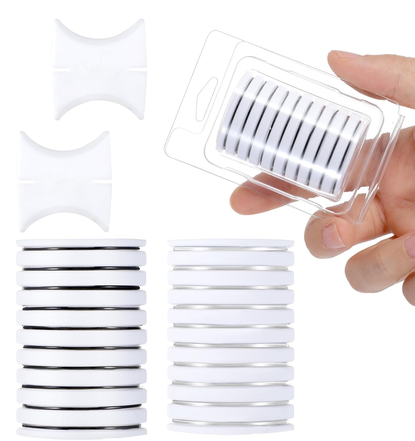 Lash Glue Replacement Self-adhesive Strips 30 Pcs with Applicator, Waterproof Self-sticking Adhesive Strips Fit for All Strip False Eyelashes, Single Length 35mm, Ideal Way to Apply Fake Lashes Black
