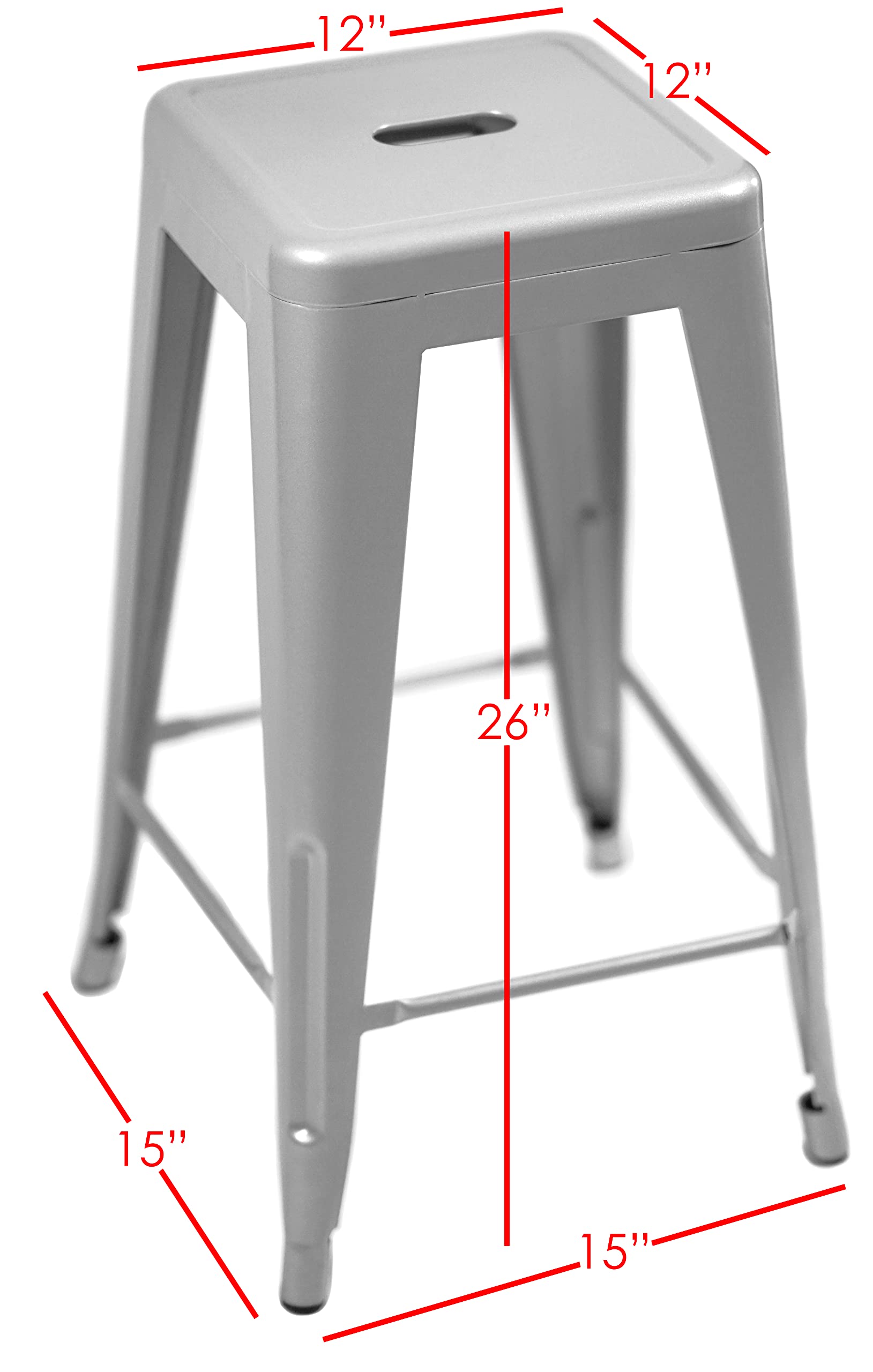 Sunjoy Group (#S-DNC1267PST) Stackable Metal Barstool, Silver, 26", Pack of 2