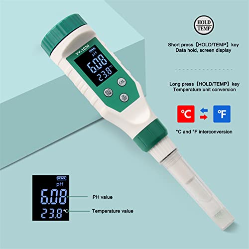 Jeanoko Bluetooth PH Meter, LCD Display Digital PH Tester Wireless Connectivity IP67 Waterproof Backlit Display for Baby Food Supplement for Cosmetics