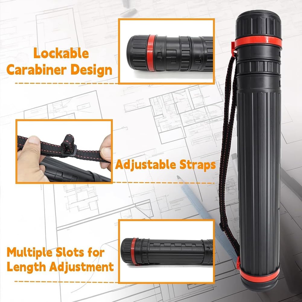 Jkjhbhged 3 Piece Poster Tube-Telescoping Blueprint Holder Black Art Tube for Posters, Documents, Art, Blueprints, Expandable 28.75Inches