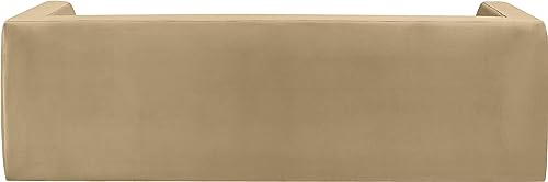 Meridian Furniture 665Camel-S Henson Collection Modern | Contemporary Velvet Upholstered Sofa with Soft Camel Velvet, Solid Wood Frame, 89.5" W x 34.5" D x 28" H, Camel