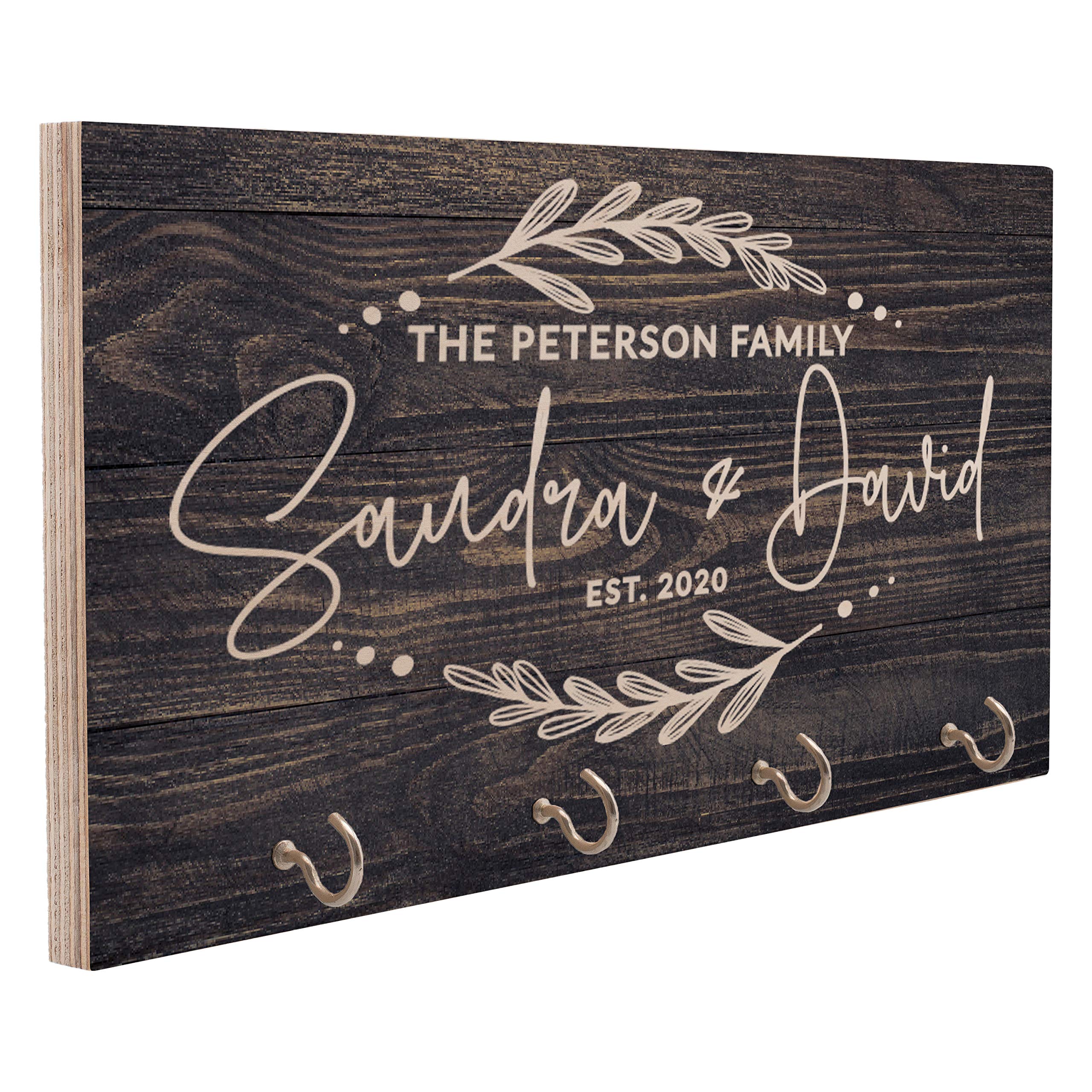 People People Personalized Wood Key Hanger for Wall | New Home DƩcor Gift for Wedding Housewarming | Customized Gifts for Couple Mr Mrs Key Ring Holder Hook | Key Rack | C01D05
