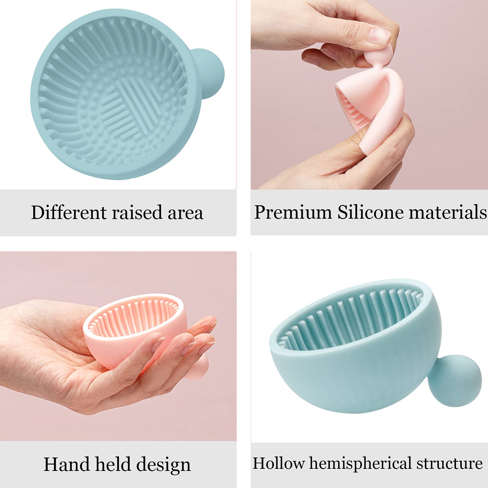 PubconttiMakeup Brush Cleaner Mat,Silicone Make Up Cleaning Brush Scrubber bowl Portable Washing Tool Cosmetic Brush Cleaners for Gir,Easy Clean