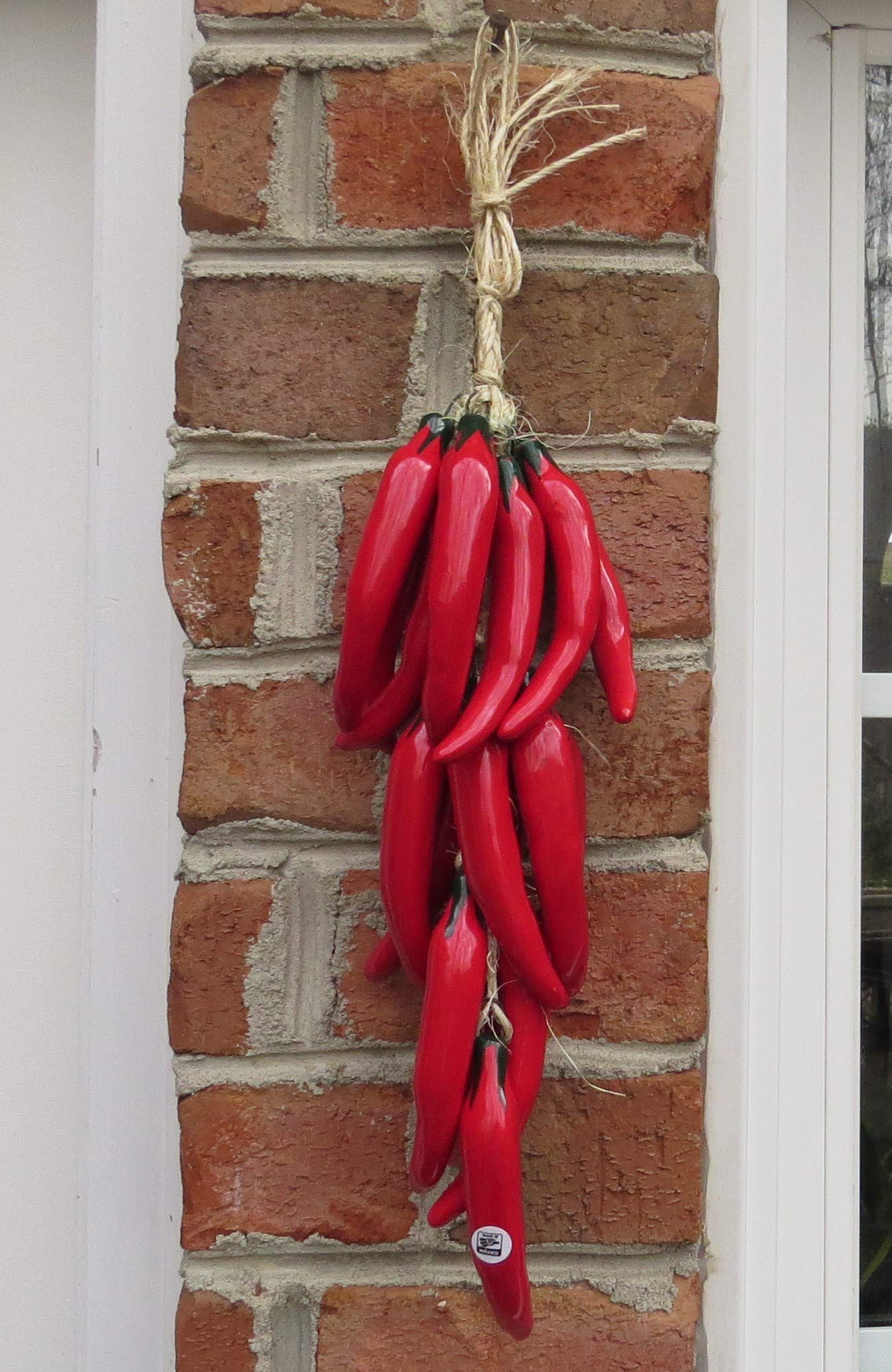 Generic Ceramic Talavera Red Chile Pepper - 15 in Red Chiles - Beautiful Mexican Handmade - Individually Unique - Red Chili Pepper Decorations - Pepper String - Red Chili Décor