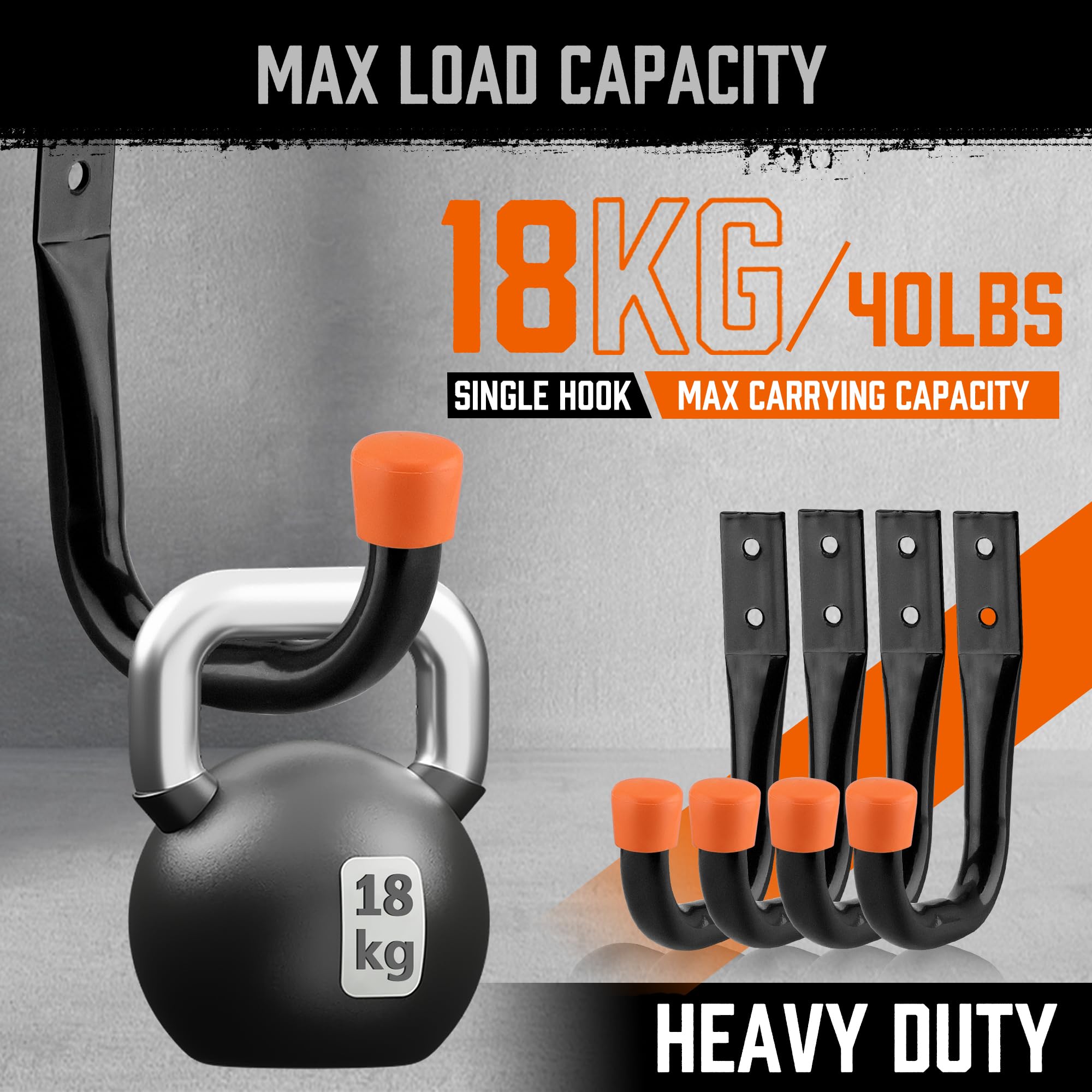 HORUSDY 10-Pack Garage Hooks, Utility Hooks, 9" & 6β Garage Hooks Heavy Duty Wall Hooks for Bikes, Kayak and Hanging Ladders