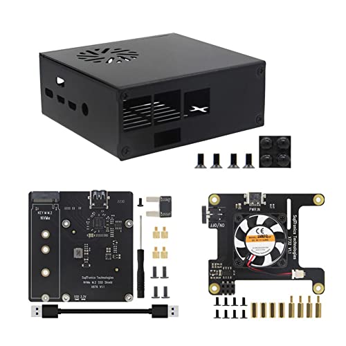 KALEN X876 M.2 NVME SSD Expansion Board+X732 Expansion with X863-C1 Metal + Pi 4B Storage