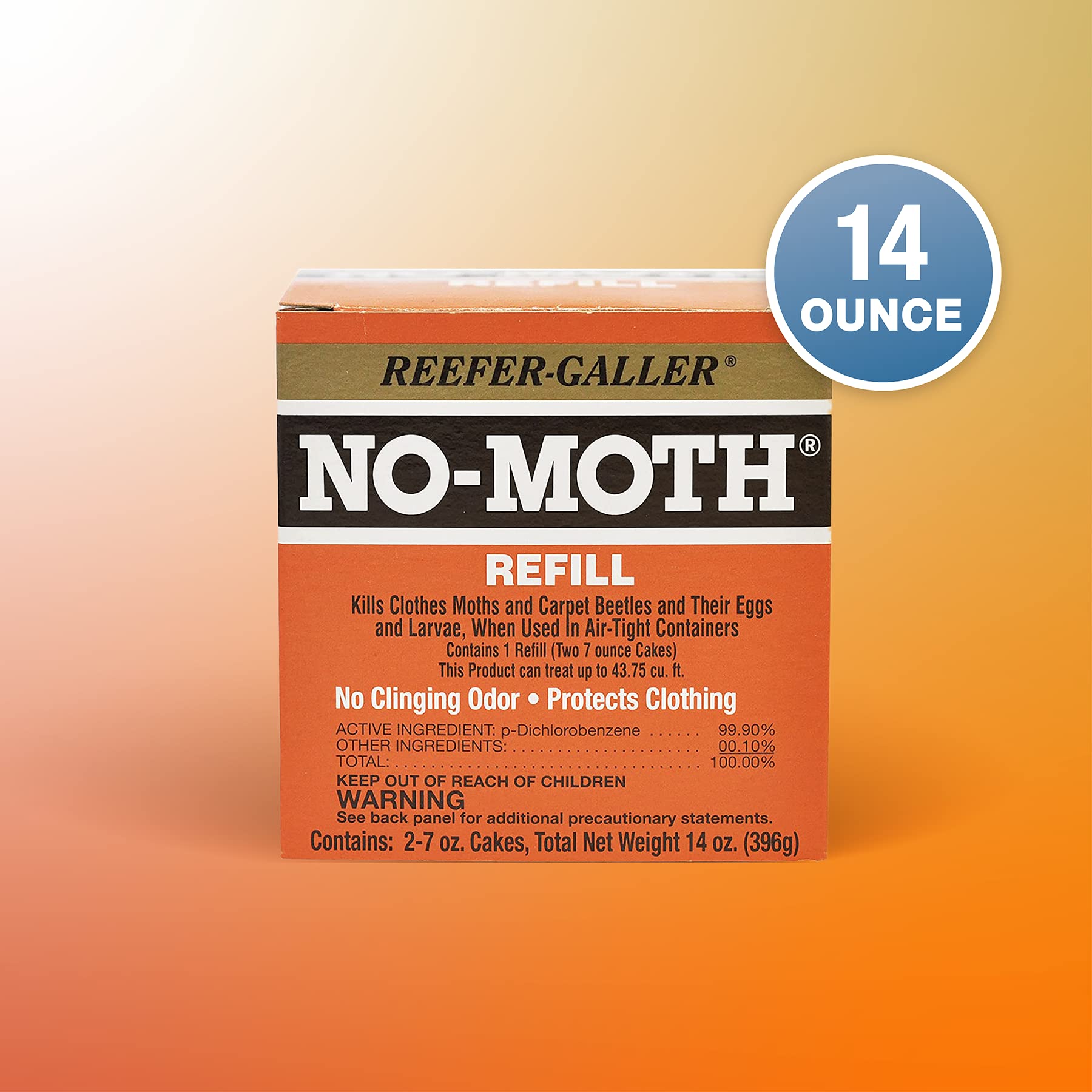 Reefer-Galler NO-Moth Closet Hanger Refills - Moth Cakes for Hanger Storage, Non-Odorous Moth Cakes for Closet, Kills Clothes Moths, Carpet Beetles, Eggs & Larvae (2 Moth Cakes, Pack of 3)