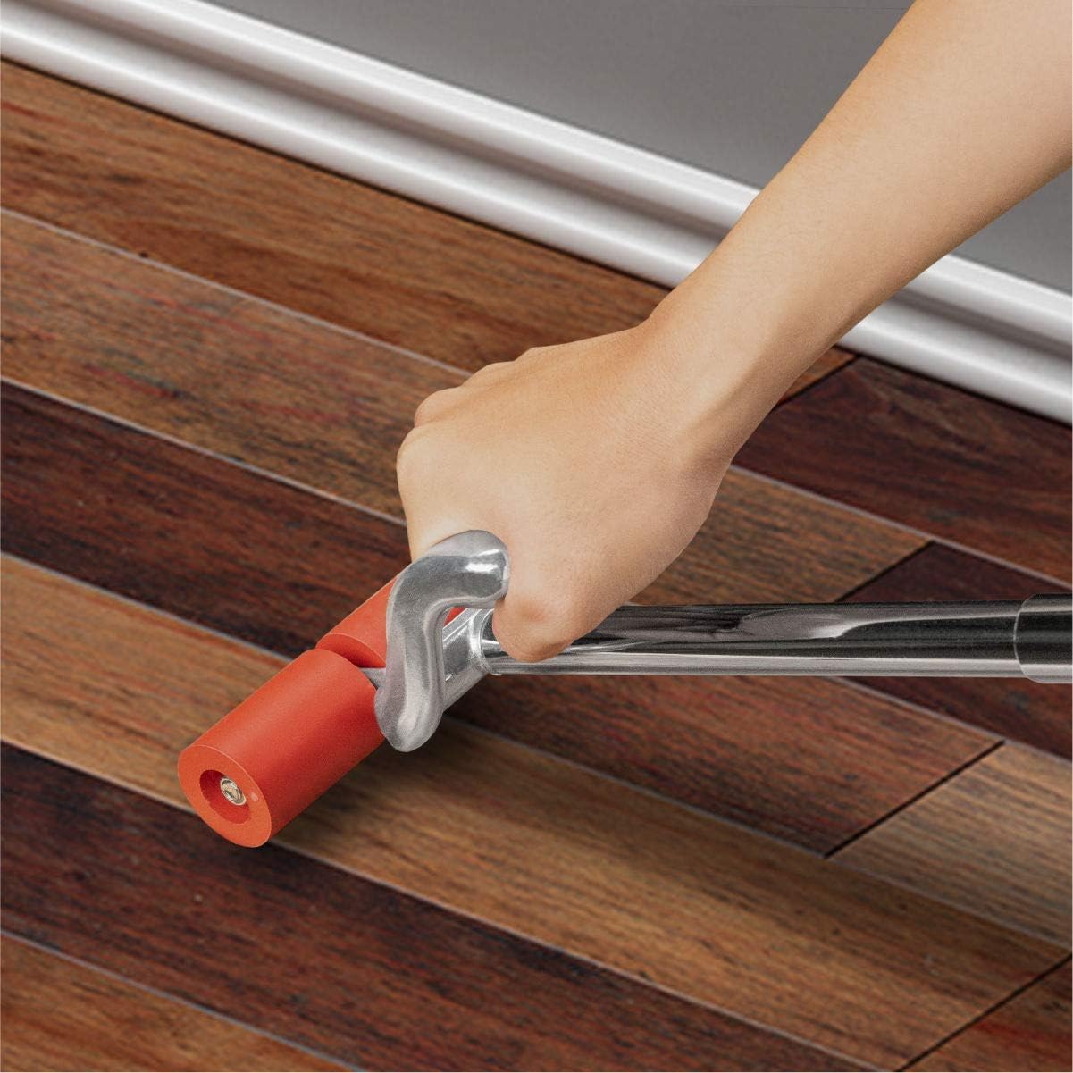 POWERTEC Extendable Floor and Wall Roller for Vinyl Flooring, Tile & Linoleum Roller with Extendable 17" to 27" Handle, 7.5" Wide for LVP, Veneer, Carpet, Wall Coverings, 1PK (71033V)