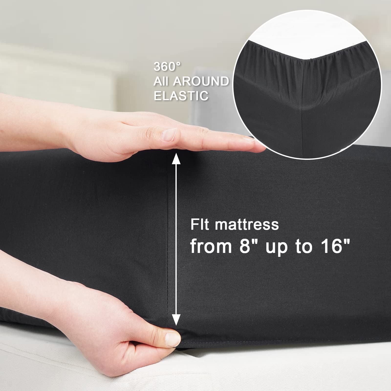 Dekoresyon Queen Size Sheet Set, 4Pcs Extra Soft Breathable Cooling Bed Sheet Set with Deep Pockets & Wrinkle Free, Ultra Soft Hotel Luxury Bedding Sheets & Pillowcases(Queen,Black)