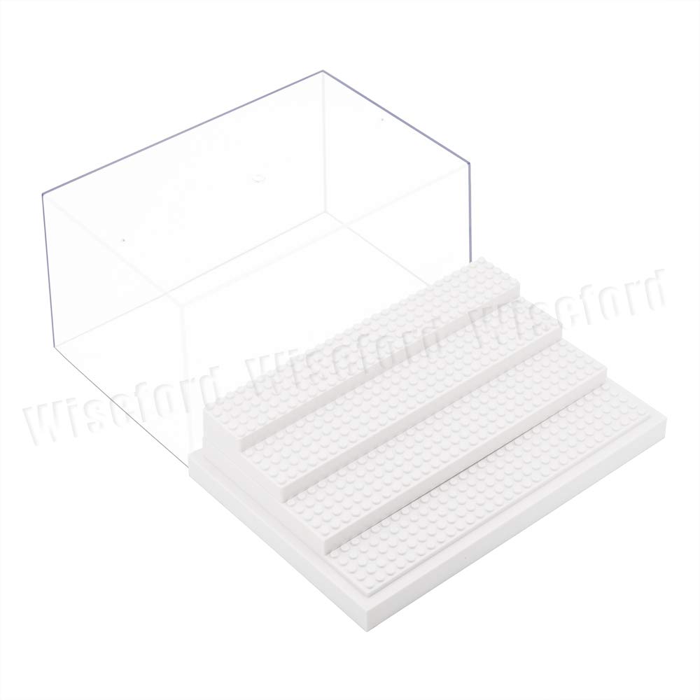 Tingacraft Acrylic Display Case (9.5 x 6.1 x 5.1 inch) Clear Box for Minifigures, White