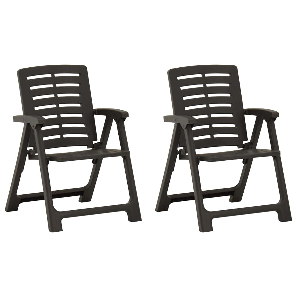 vidaXL 3-Piece Gray Bistro Set - Foldable Garden Chairs and Table - Durable Plastic - Weather-Resistant Outdoor Furniture for Patio/Deck/Balcony