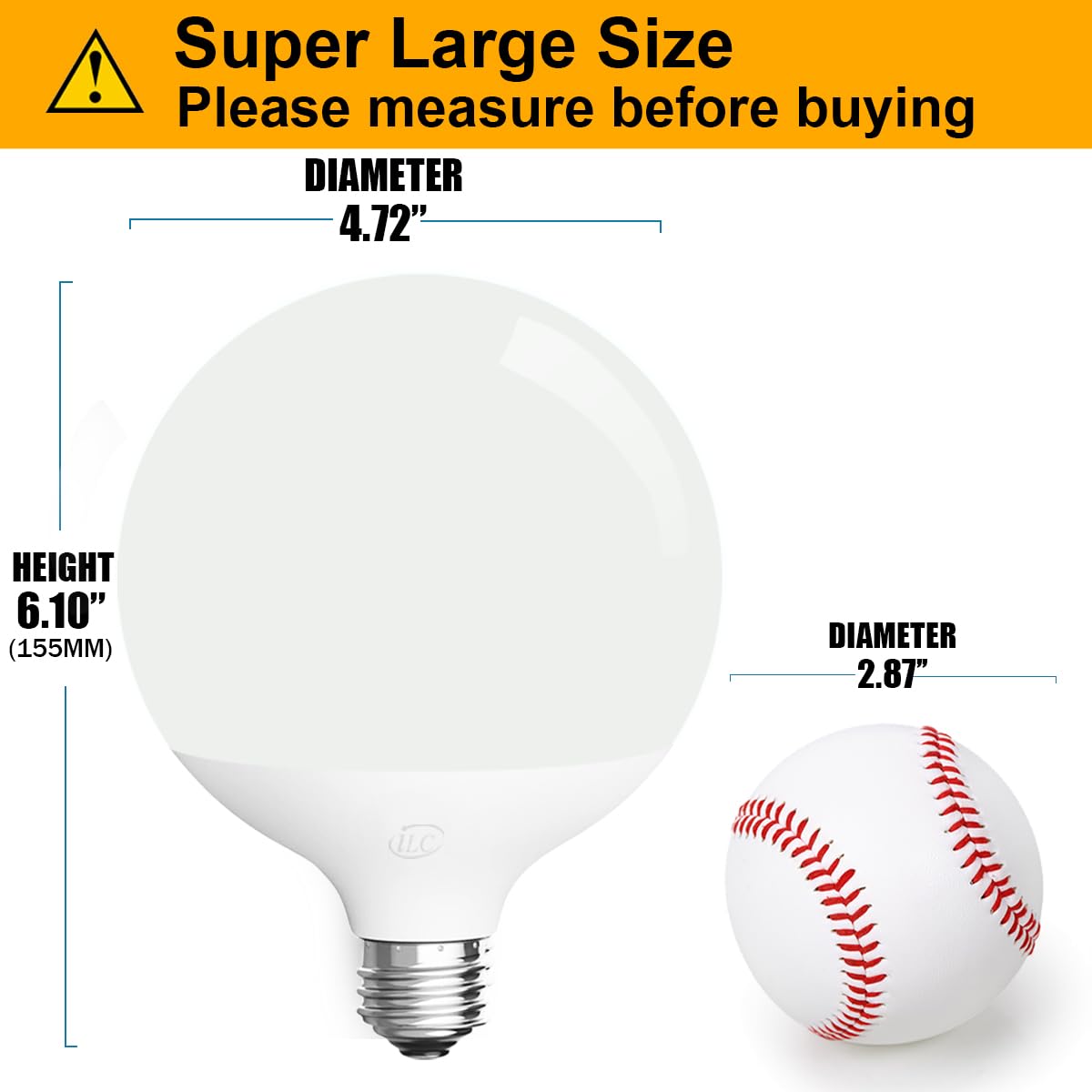ILC G120 LED Large Globe Light Bulbs 15W, Work with Alexa Required Echo Device, Φ4.72 inch, Color Changing, CCT Color Temprature Turnable 2700K-6000K, CRI>95+, 150W Equivatlent, E26 Base (2 Pack)