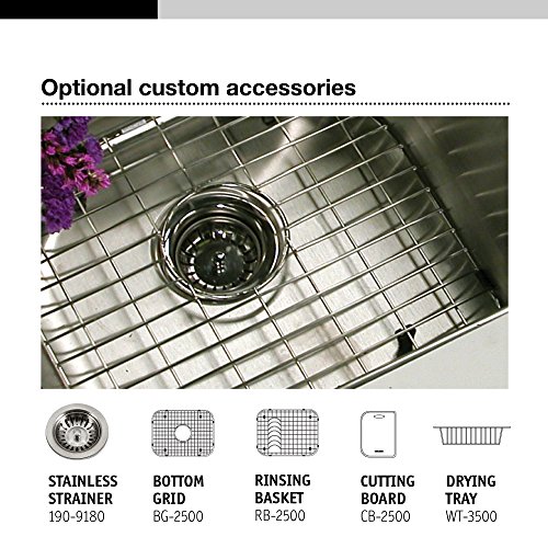 Houzer Stainless Steel 2522-9BS4-1 Glowtone Series Kitchen Sink - Topmount Single Bowl Basin Drop In, 4 Faucet Holes for Side Sprayer or Soap Dispenser, 9-Inch Deep, Ideal Workstation RV