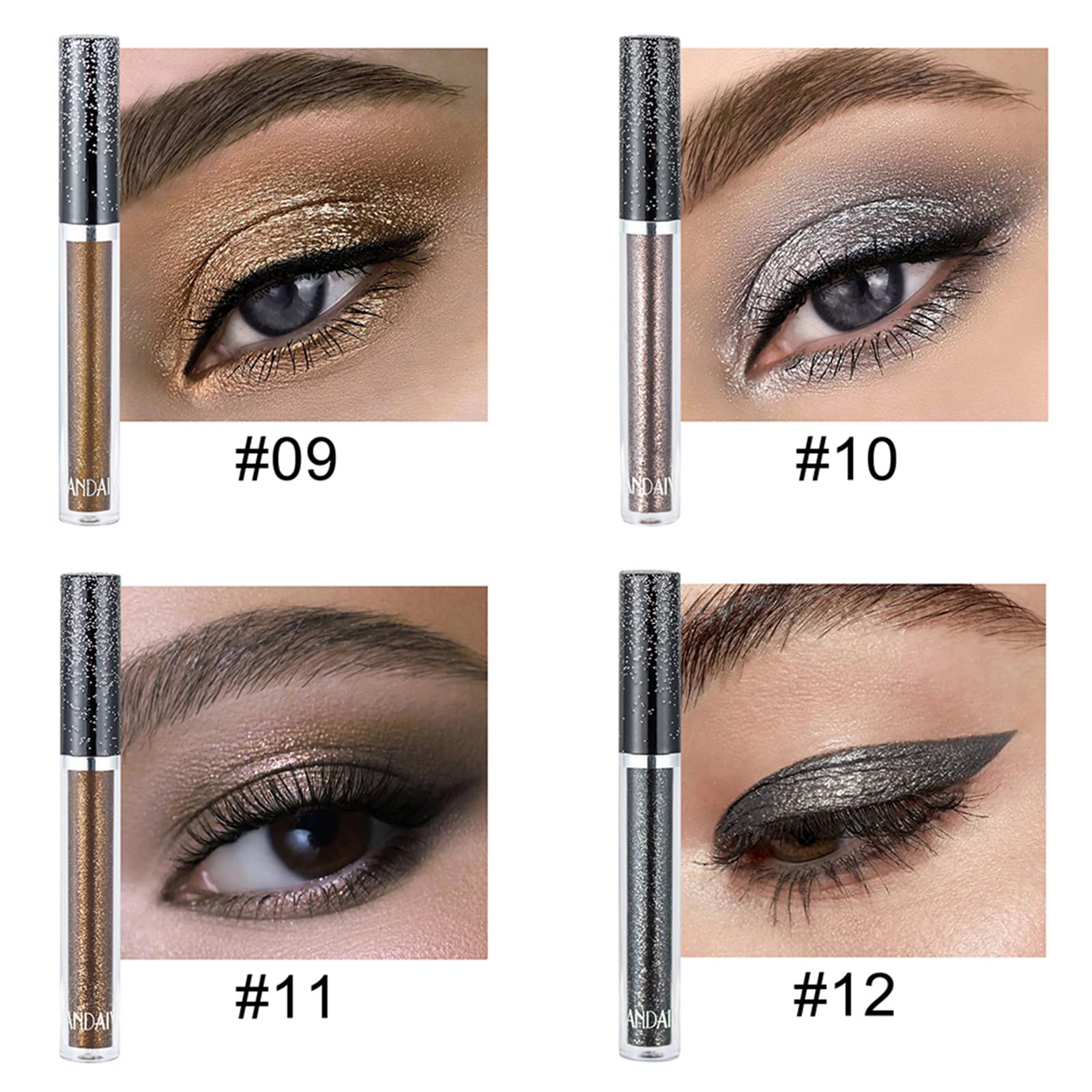 DekRion Glitter Eyeshadows, Liquid Eyeshadows, Long-lasting Liquid Glitter Eyeshadows, Shimmer-Eyeshadows, Metals-Gloss-Sparkling Silver, Gold High-pigmented Colorful Glitter Eye Shadows(01#Silver)