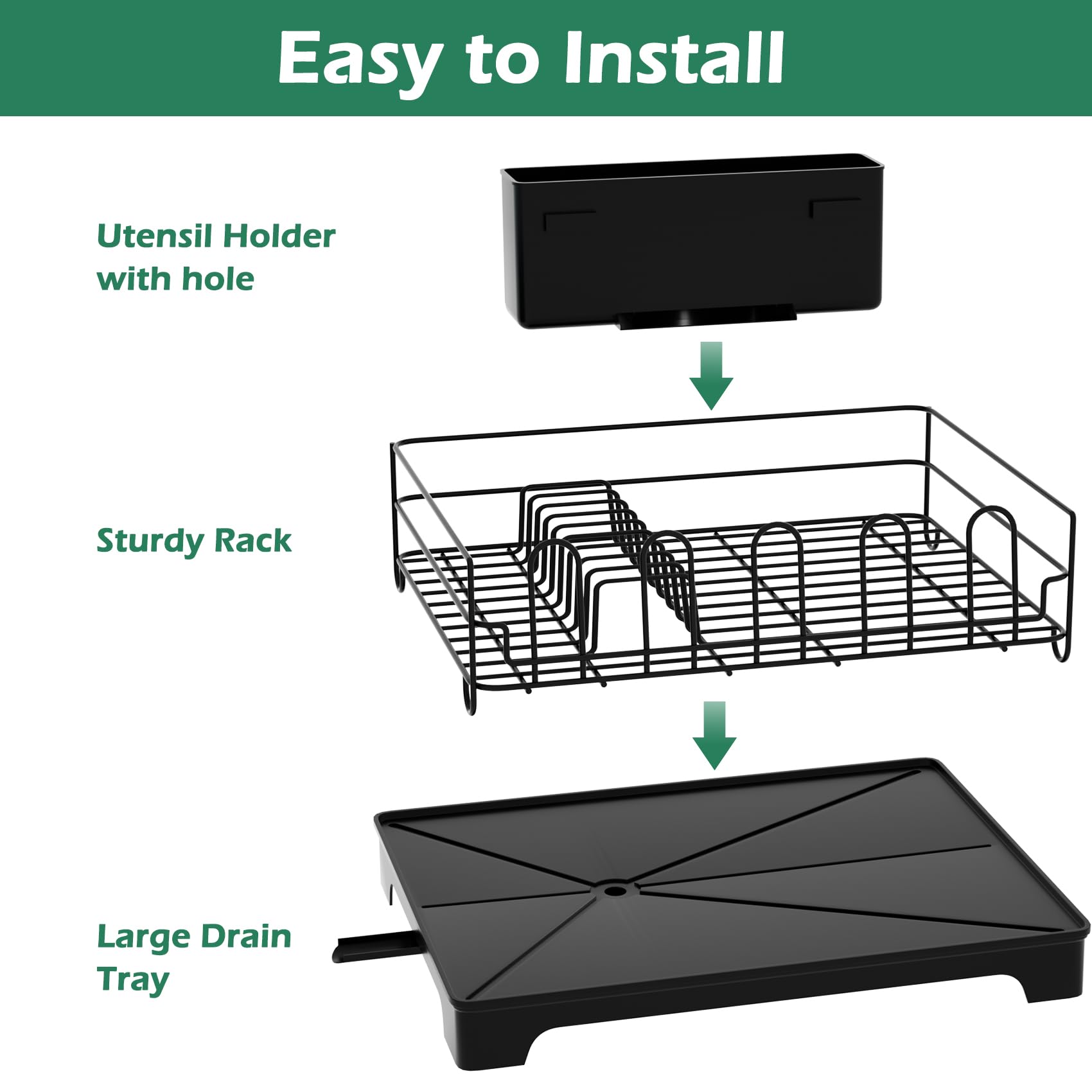 Dish Drying Rack, Space-Saving Dish Rack, Single Layer Cup Holder Dish Racks For Kitchen Counter, Drying Rack For Kitchen Sink, Collection Dish Drainer Board Utensil Holder Kitchen Dish Drying Rack