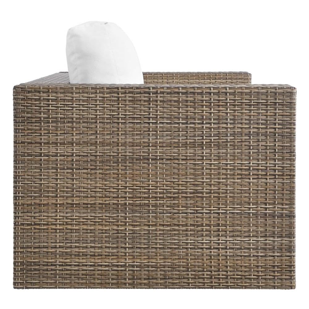 Modway Convene Outdoor Synthetic Rattan Loveseat in Cappuccino/White