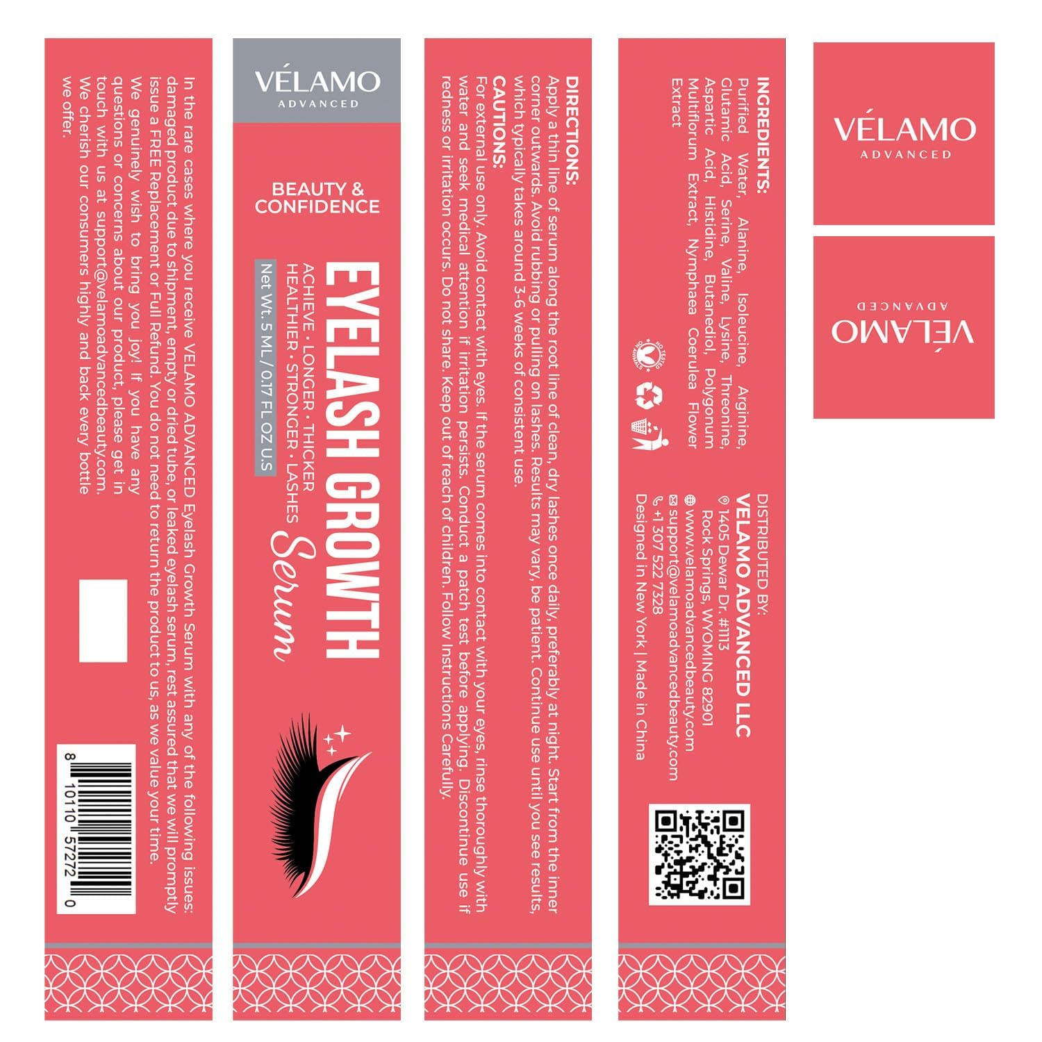 Eyelash Growth Serum, Lash Serum for Eyelash Growth, Eyelash Serum to Grow Lashes in 3-4 Weeks, Lash Growth Serum & Brow Growth Serum for Longer, Thicker, and Fuller Eyelashes, 5ML