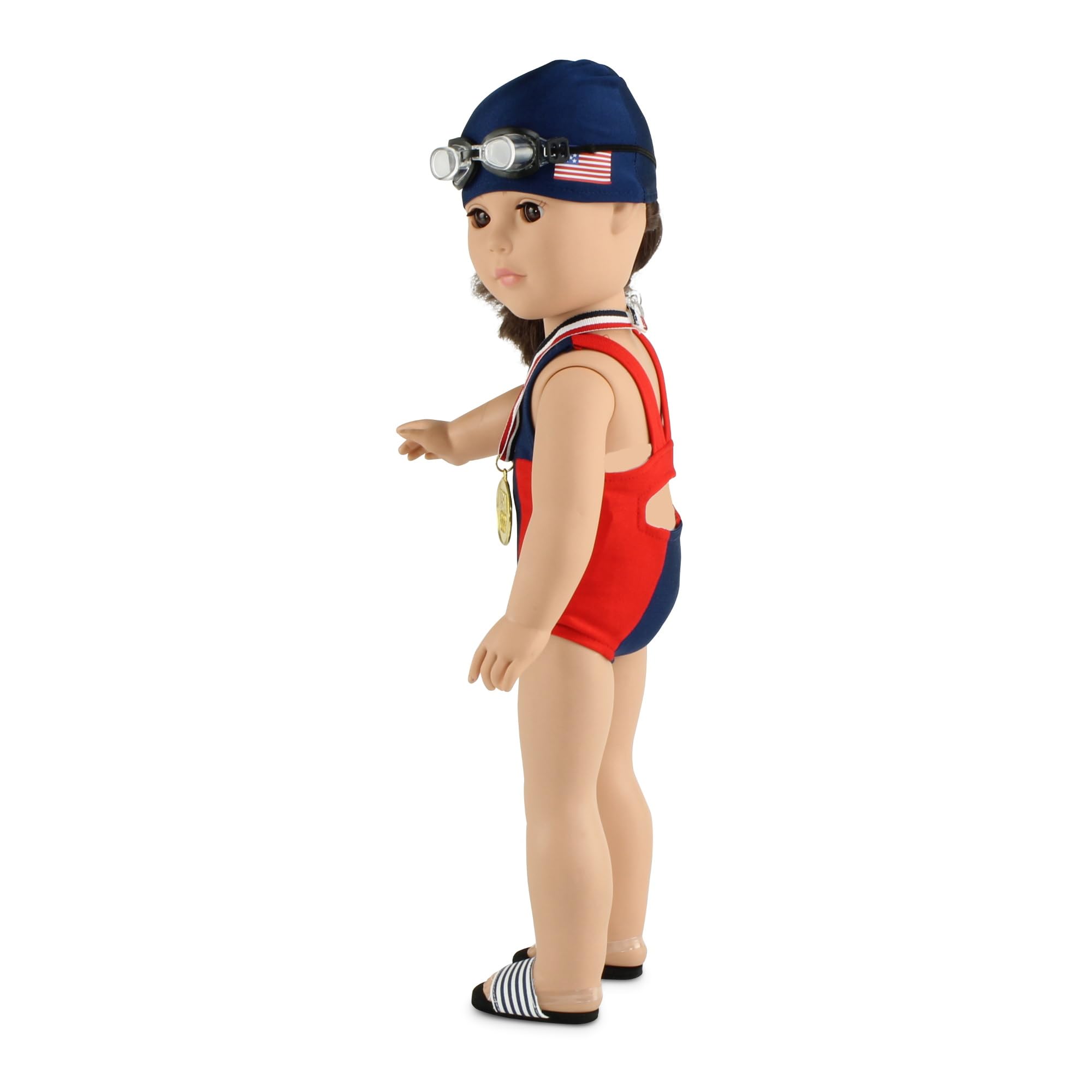 Emily Rose 18-Inch Doll 6-Piece Competition Bathing Suit Swimsuit and Accessories, Including Medal & Goggles! | Gift Boxed! | Compatible with 18" American Girl Dolls