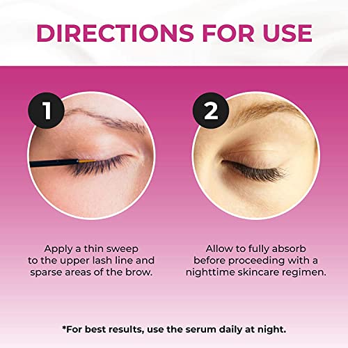 Eyelash Serum Biotin Eyebrow Serum, Lash Boost, Longer and Thicker Looking Lashes and Eyebrows, Enhancer With Biotin, Castor Oil, Vitamin E - Pureauty Naturals - 4ml