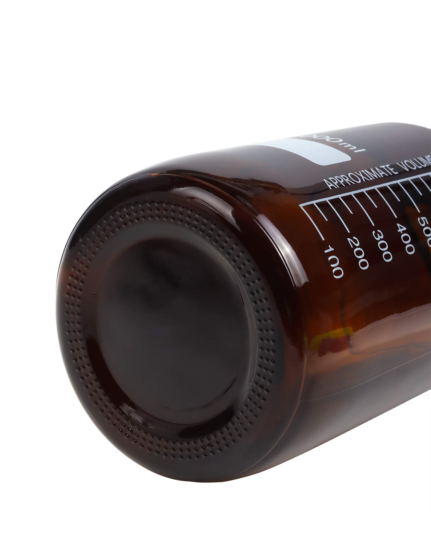 Moonetto 4 Pack 1000ml Amber Brown Glass Graduated Round Lab Bottles Autoclavable Reagent Media Storage Bottle With GL45 Blue Screw Cap