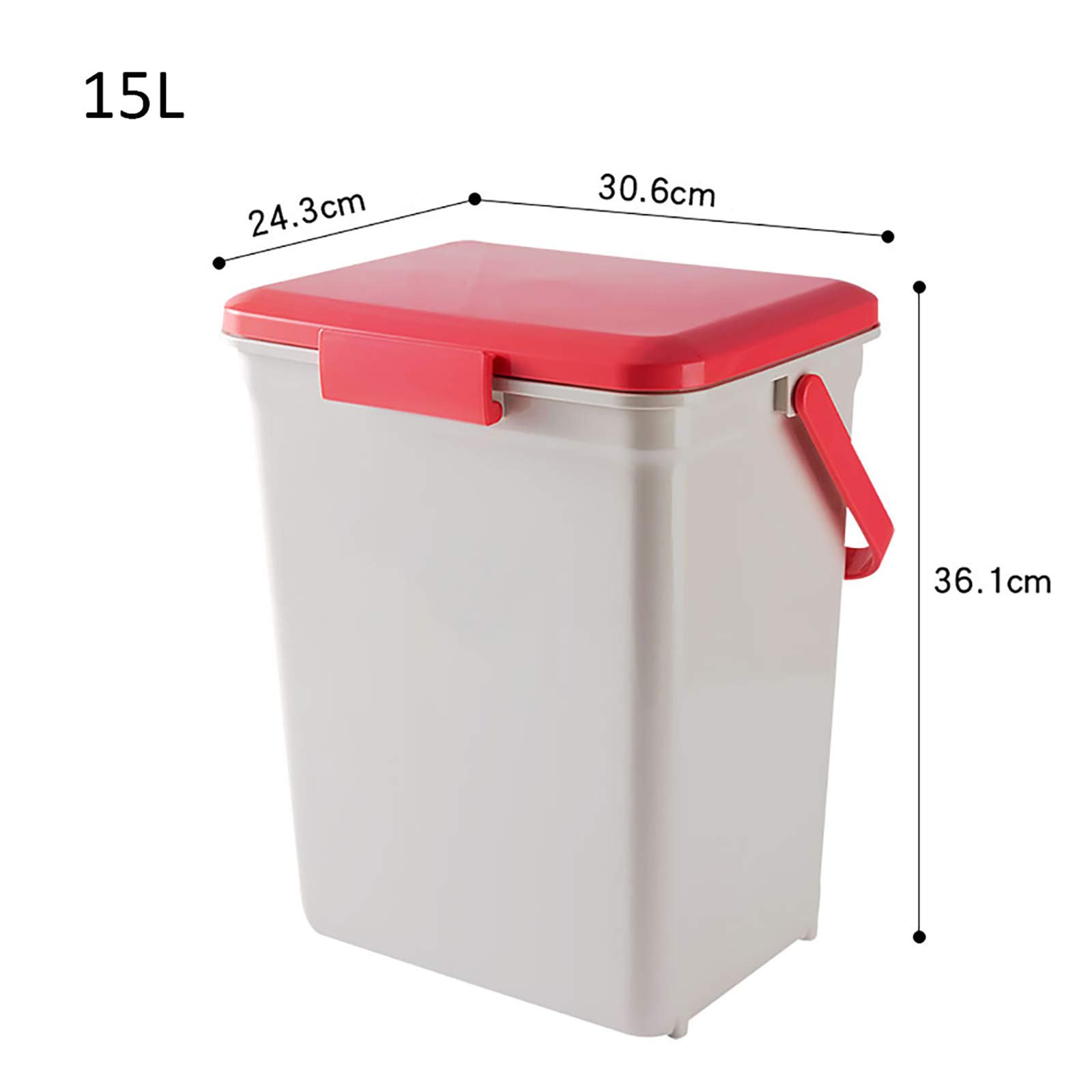 QWEASDF Portable Sealed Trash Can with Lock Cover Handles Deodorant Storage Compartment Pressure Ring Design Plastic Garbage Can for Kitchen and Household Waste Bin,Khaki