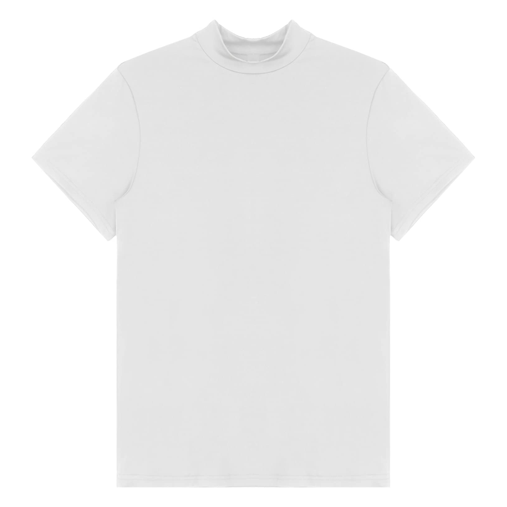 Freebily Mens Basic Turtleneck Short Sleeve T-Shirts Slim Fit Undershirt Solid Knitwear Sweaters White A XX-Large