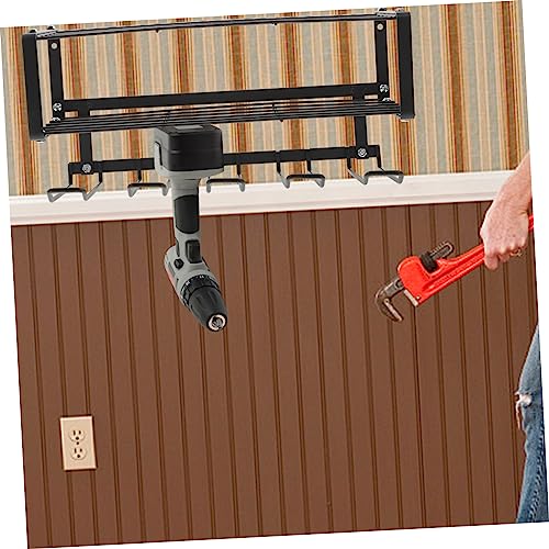 IMIKEYA Electric Drill Storage Rack Electric Tool Electrical Tools Garage Organizer Heavy Duty Shelves Power Screwdriver Cordless Power Tools Cordless Drills Drill Rack Carbon Steel Black