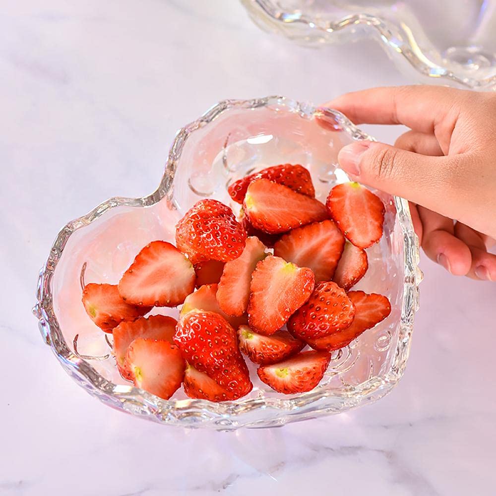 Gaolinci Heart-Shaped Embossed Glass Bowl, Fruit Salad Bowl, Dessert Bowl (Set of 2)