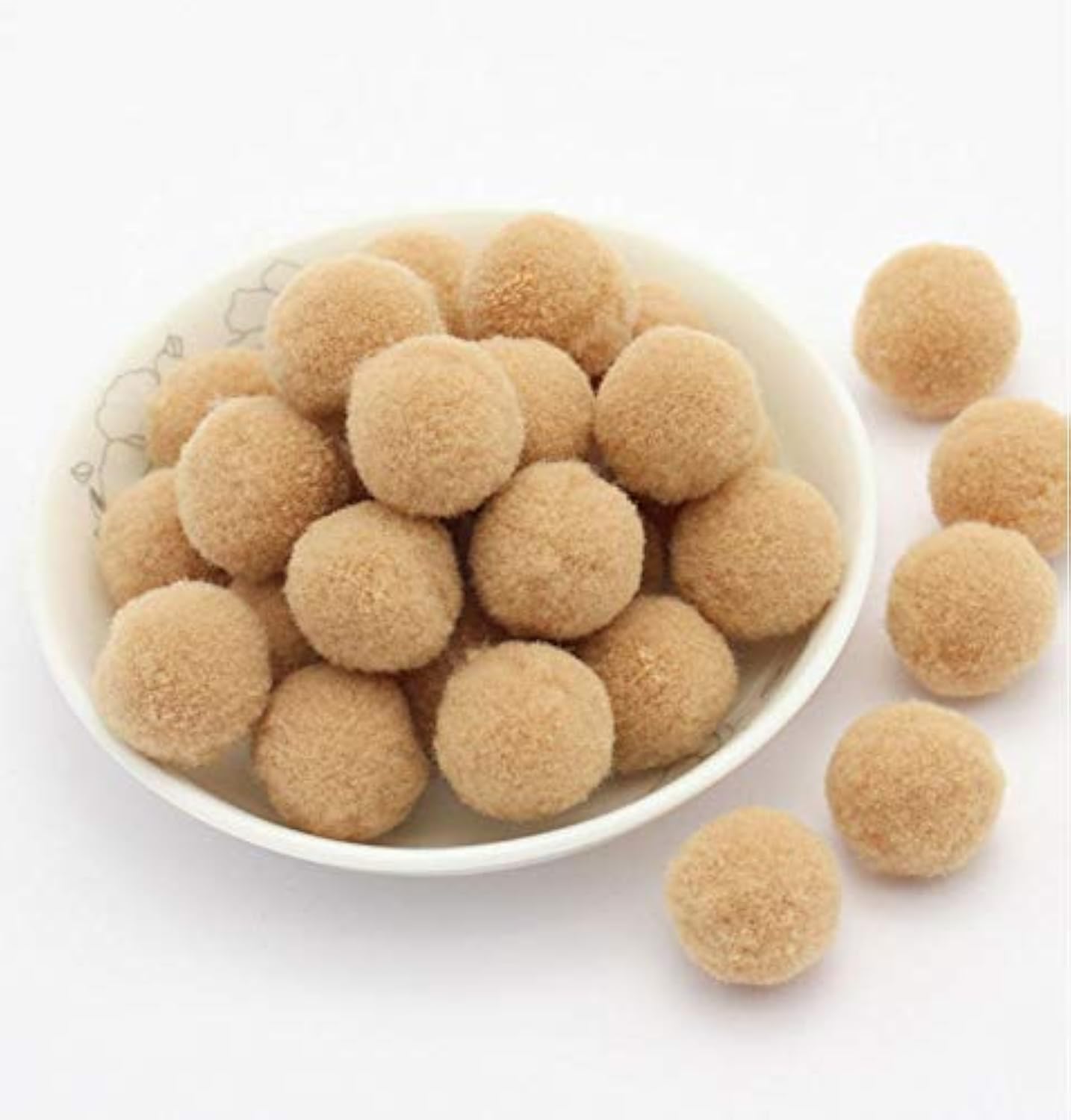 YYCRAFT 100pcs Craft Pom Poms Balls for Hobby Supplies and DIY Creative Crafts Decorations(20mm,Tan)