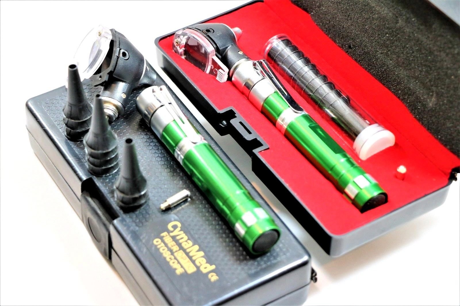 Premium 3.2V Pro Led Otoscope Set Fiber Optic with Hard Case Plus 1 Extra Bulb Cynamed