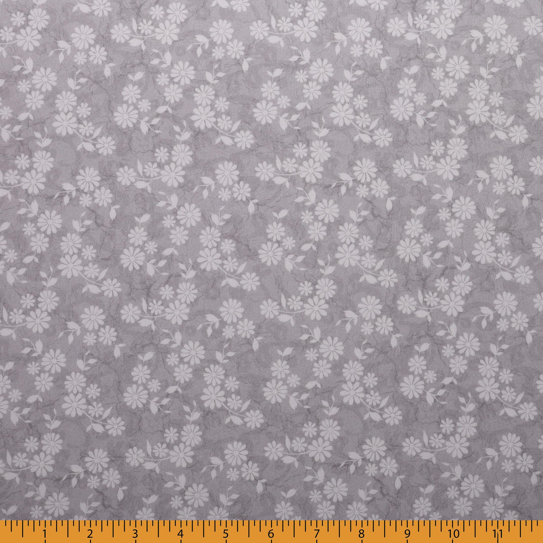 Mook Fabrics Cotton Marigold, Silver Cut by The yard