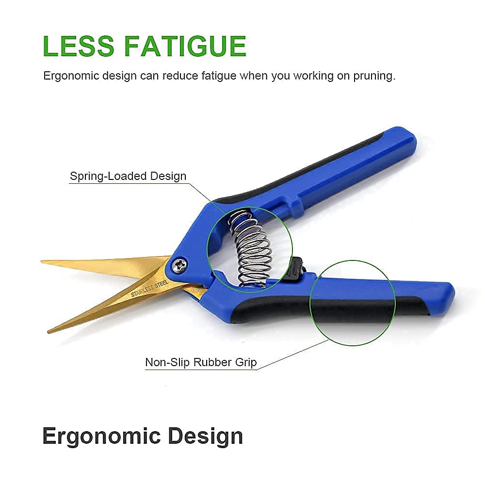 HOMEANING Gardening Shears Combination Set, Blades Gardening Hand Pruning Snips Titanium Coated Precision Bonsai Pruning Shears, Convenient and Efficient Flower Cutters 2PCS (Blue, Orange)