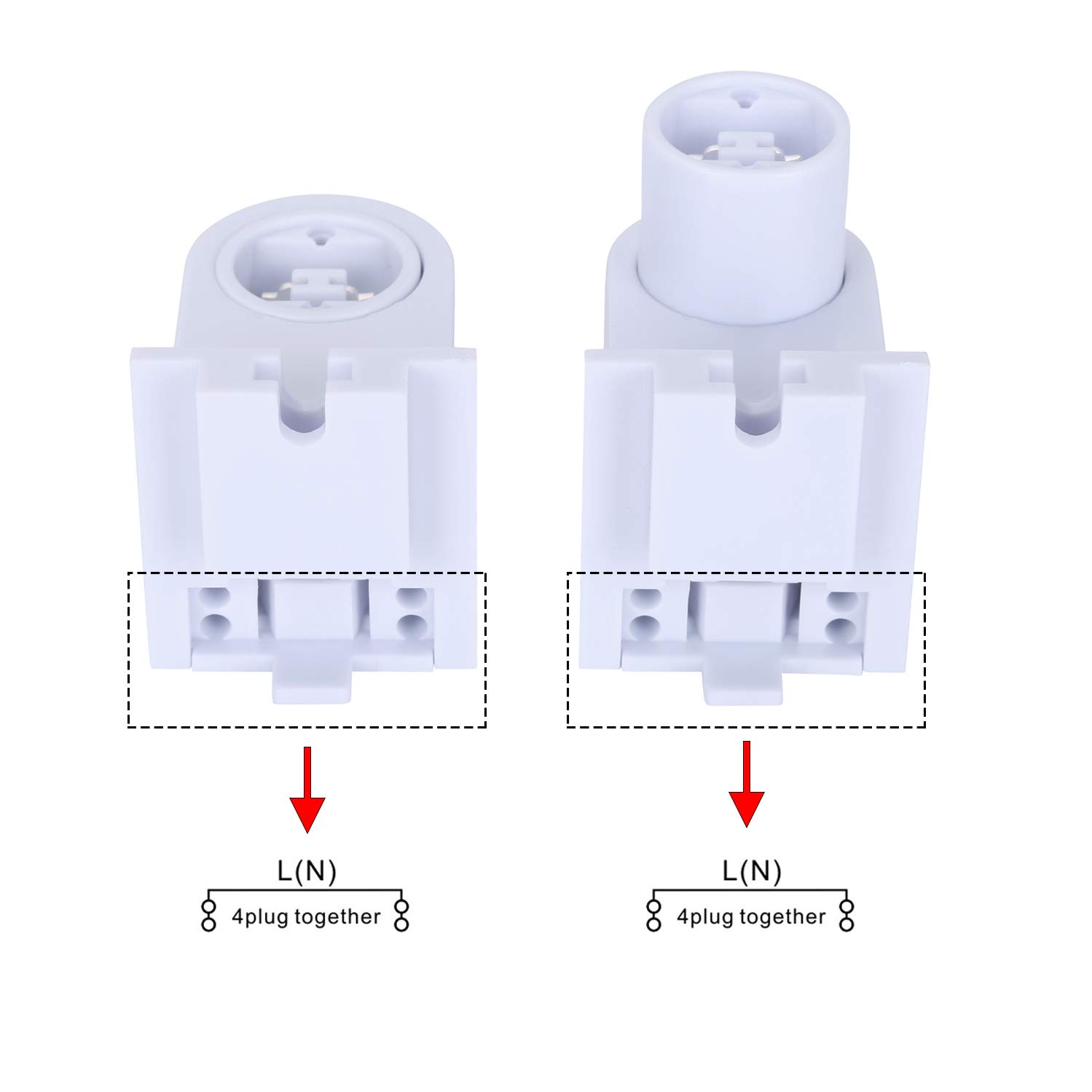 R17D/HO Tombstone Base Holder Socket Connector T8/T10/T12 8ft LED Light Replacement Fluorescent Plunger Lampholder Adaptor 5 Pairs