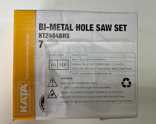 KATA Bi-Metal Hole Saw Kit, 7-Piece Metal Hole Saw Set with 1-1/4" to 2-1/8"(32-38-44-54mm) Hole Drill Cutter with Mandrels, Drill Bit, Hex Key for Metal, Wood, PVC, Plastic
