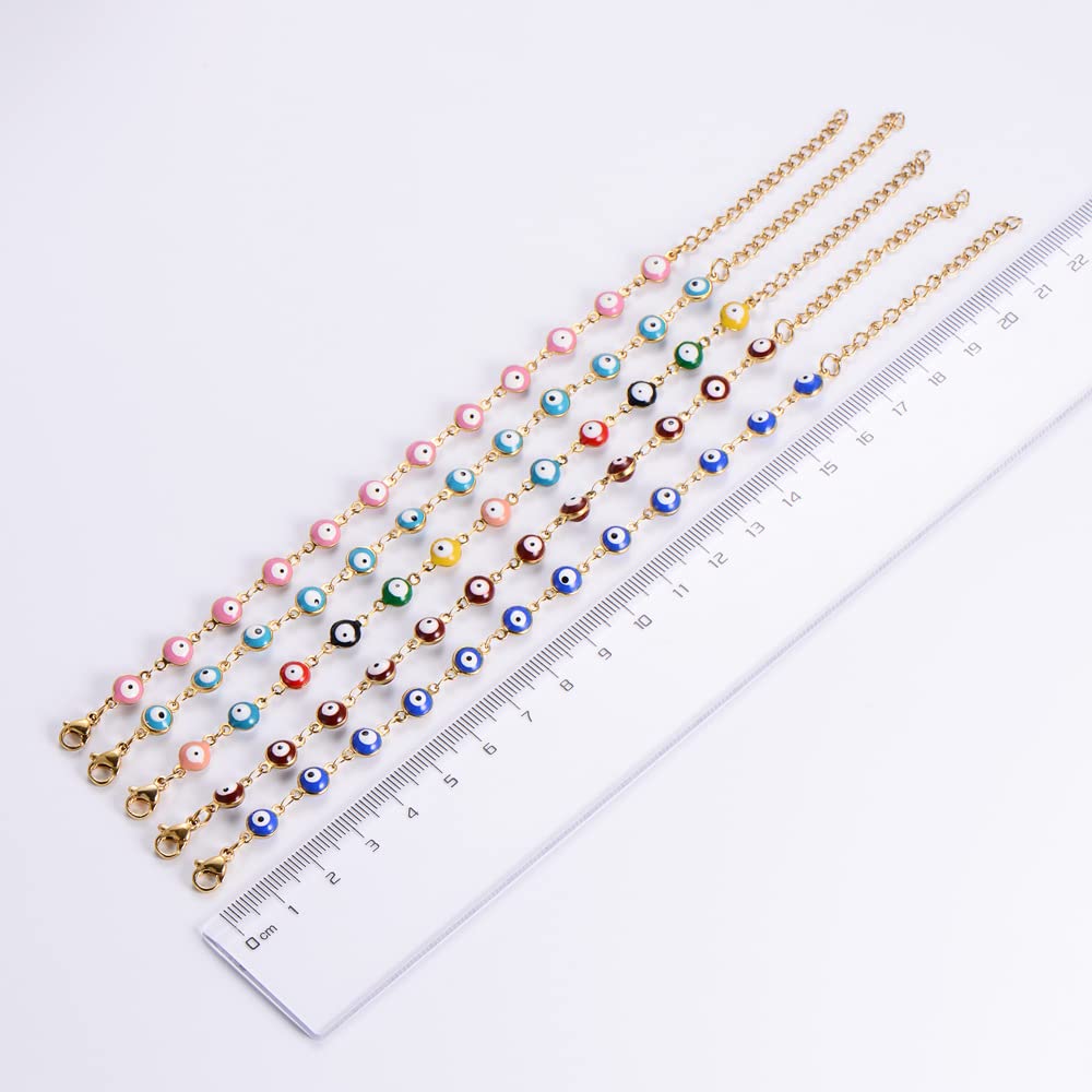 fremskre Evil Eye Bracelets Unique Mini Gold Plated Bracelet for Women - Blue