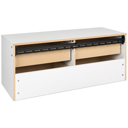 Prepac 4-Drawer Floating Dresser for Bedroom, Modern Dresser Chest of Drawers with Brushed Brass Knobs 16" D x 42.25" W x 17.25" H, White, WDBW-1412-1