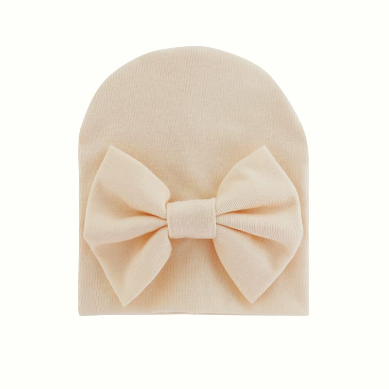 QandSweet Newborn Girls' Hats & Caps Infant Big Bow Cotton Hat 0-6 Months 6-Pack (6 Colors A)