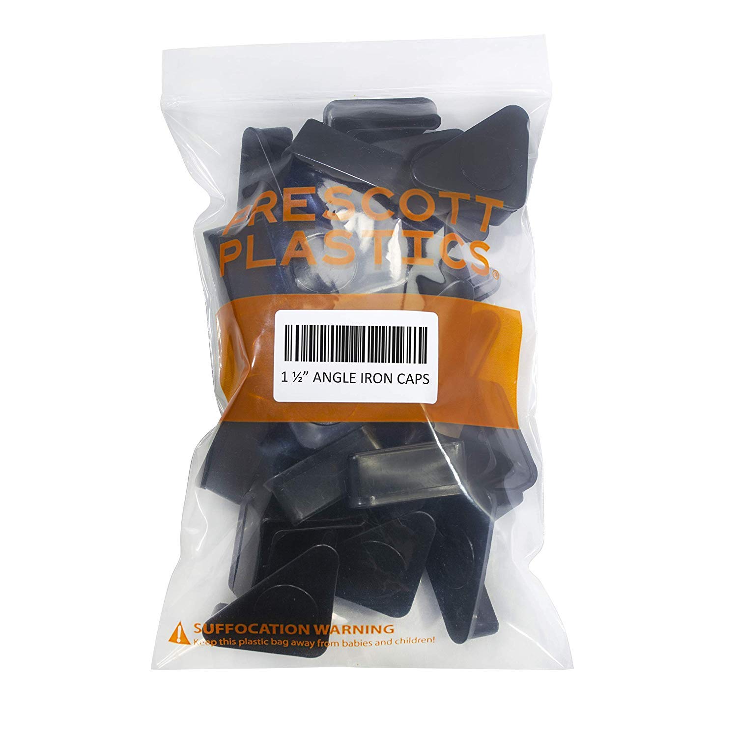 Prescott Plastics 1.5" Inch Angle Iron Plug Insert (10 Pack), Black L Shaped End Cap for Metal Tubing, Fence, Glide Insert for Pipe Post, Chairs and Furniture Legs