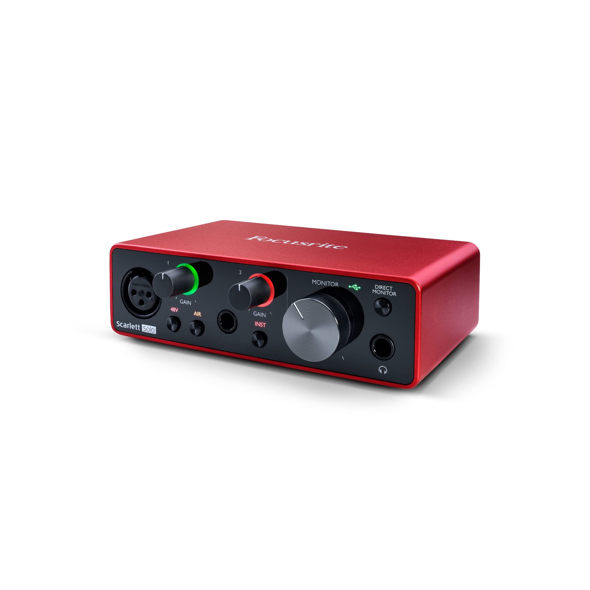 Focusrite Scarlett Solo 3rd Gen USB Audio Interface Bundle with 10-Feet 1/4 to 1/4 Inch 8mm TS Cable (2 Items), Monitor
