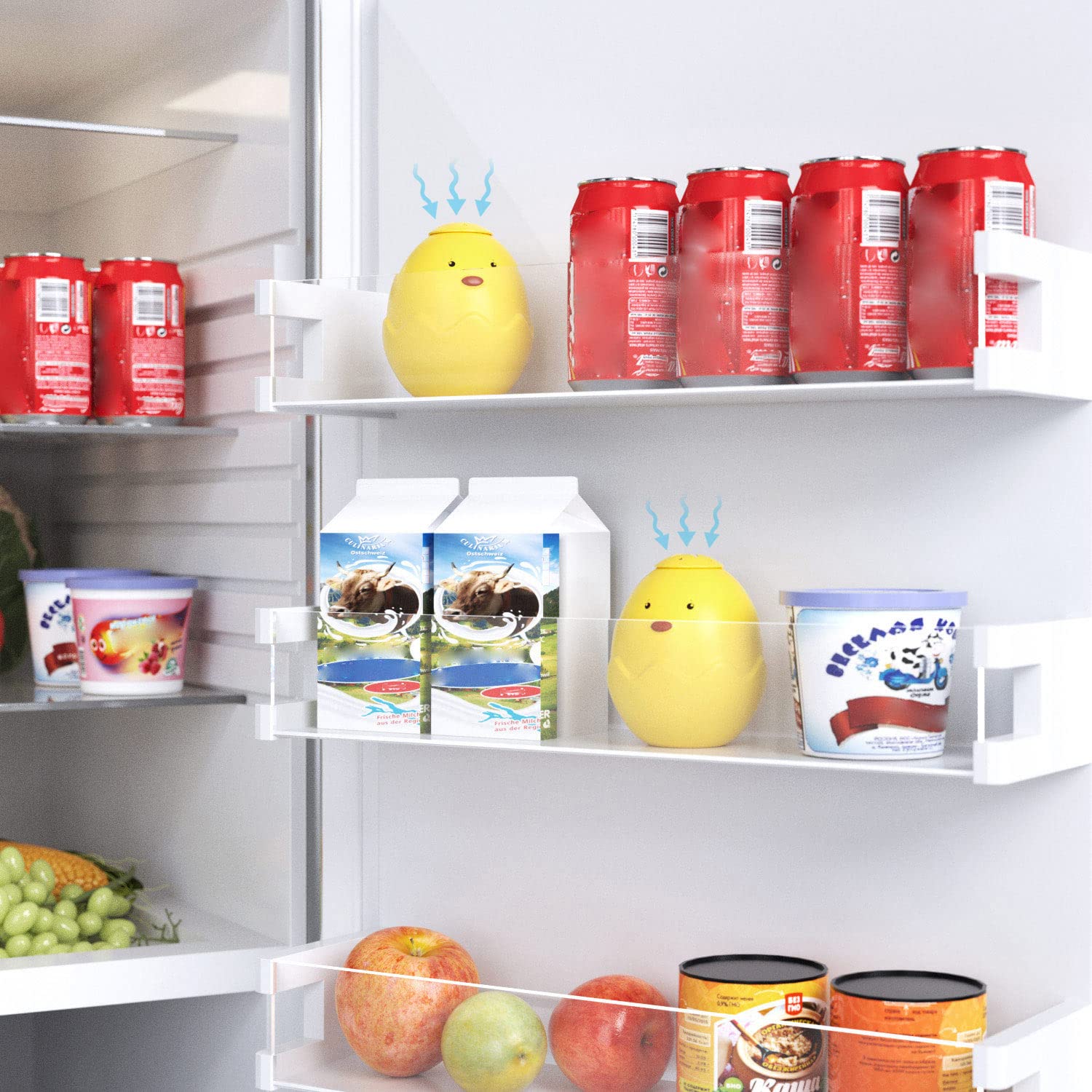 Fridge Deodorizer Fresheners Smell Odor Eliminator 2 Pack,Cute Chick Refrigerator Freezer Deodorizer Odors Absorbers Remover for Fridge,Car,Closet,Wardrobe(Yellow)