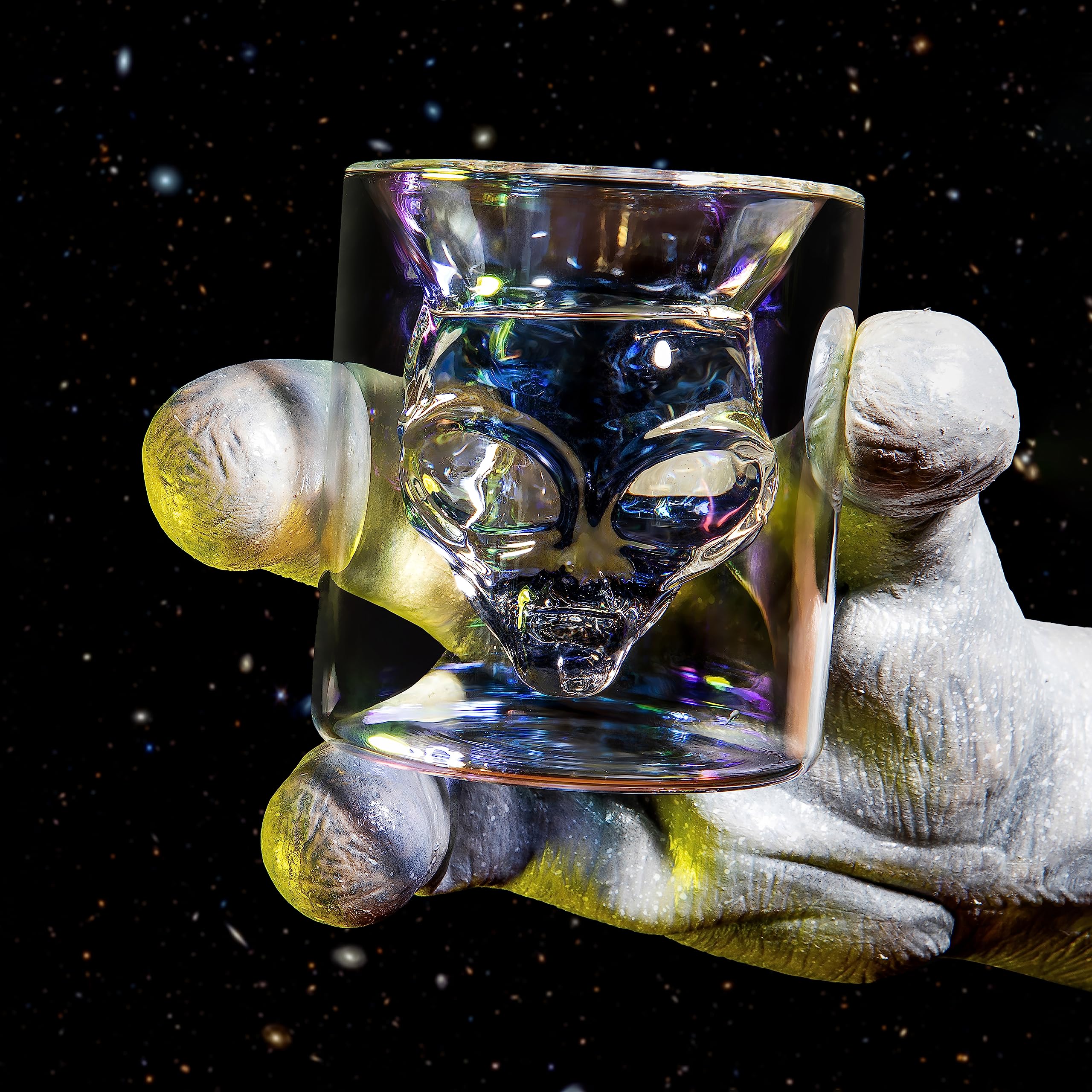 Dragon Glassware Alien Drinking Glasses - Unique Double Wall Grey Alien Inspired Design from Area 51 - Novelty Gift for Outer Space Enthusiasts - Fun and Stylish Tumblers, Set of 2