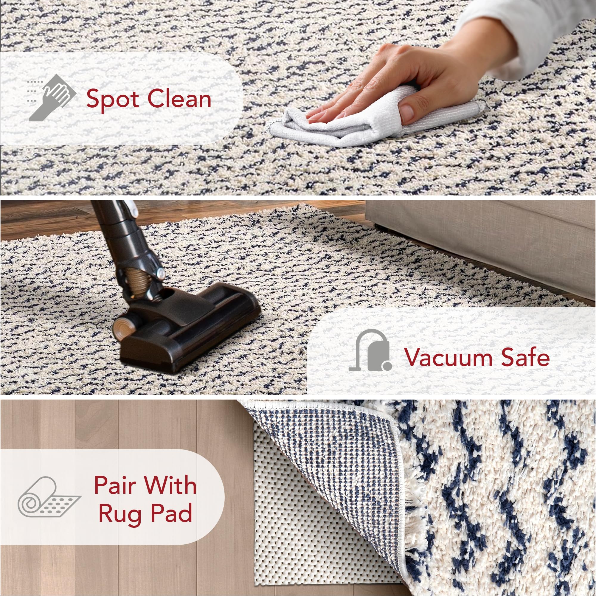 nuLOOM Cuellar Chevron Shag Area Rug, 7x9, Navy
