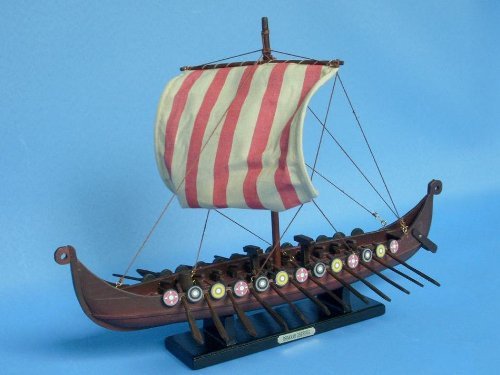 Hampton Nautical Viking Drakkar Ship, 14" , Brown