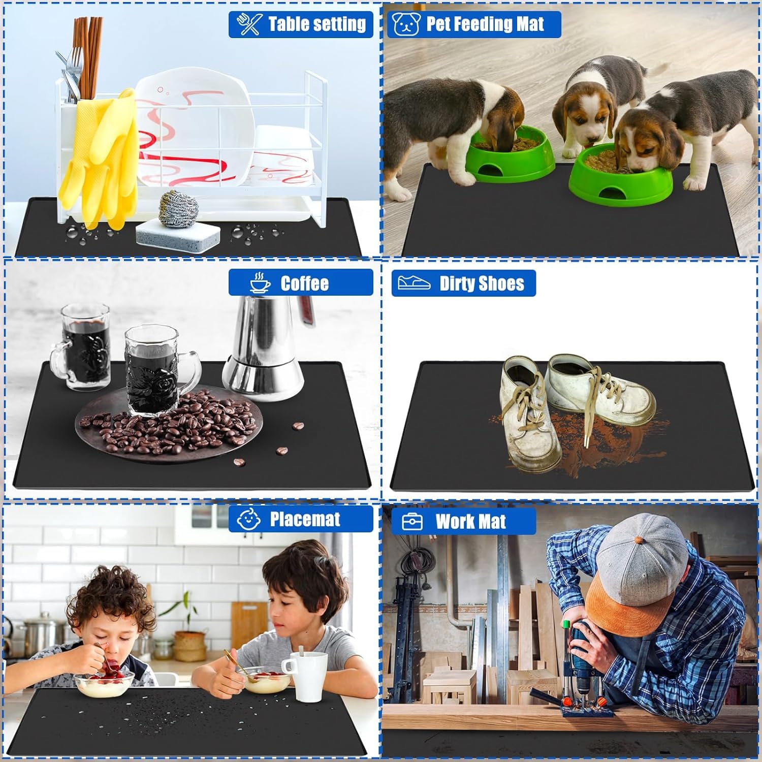 HOUSEASSIST Mini Fridge Silicone Mat with Raised Edges 24" x 24" Water Leakage Moldy and Floor Damage for Elecrical Equipment Such as Washing Machines Dryer Mini Fridge