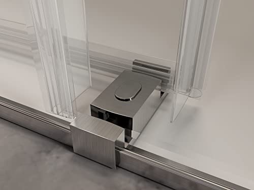 Jintop 72" W x 76" H Double Sliding Frameless Soft-Close Shower Door with Premium 3/8 Inch (10mm) Thick Tampered Glass,Bathroom Bathtub Doors W/ 4 Rollers and 2 Towel Bar Handles,Brushed Nickel