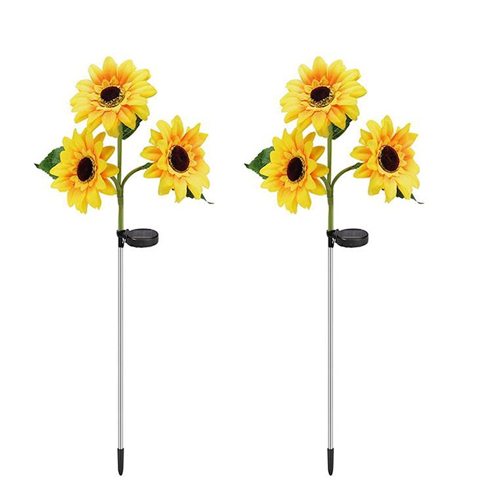 ZHUANYIYI 2 Pieces, Outdoor Solar Landscape Lights, Sunflower Lawn Lights in The Courtyard, Water-Proof Decorative Lights for Home Garden Pavement